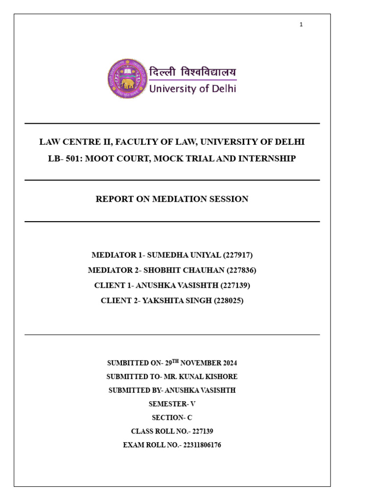 Mediation Report: Trisha and Tanay's Case | PDF | Mediation | Divorce