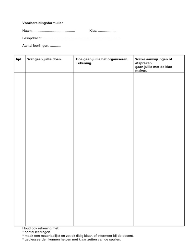 Les Voor Be Re I Dings Form Ulier | PDF