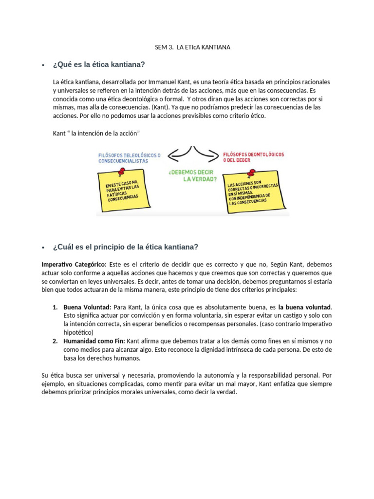 Etica Kantiana y Sus Prncipios | PDF