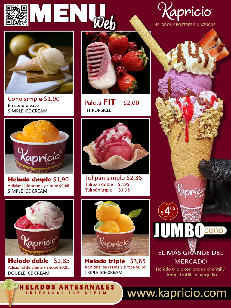 Menú de Helados y Postres Kapricio | PDF | Postres | Alimentos