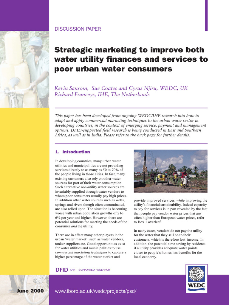 Marketing Techniques for Urban Water | PDF | Marketing | Water Supply