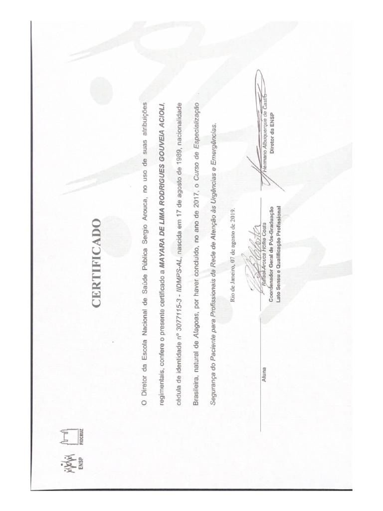 Certificado Fiocruz | PDF