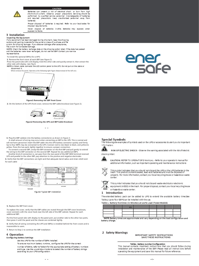 Manual de Usuario B Bat ENERSAFE ESOL RTH C 1 2 3kva | PDF | Electrical Connector | Waste