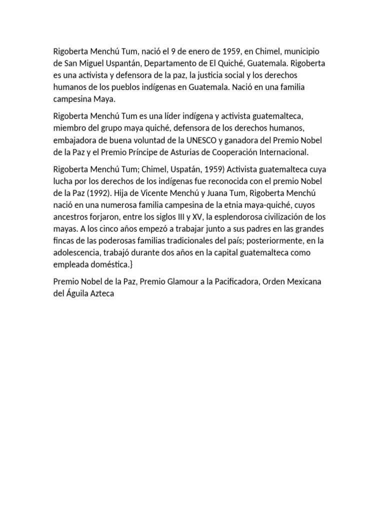 Rigoberta Menchú Tum | PDF