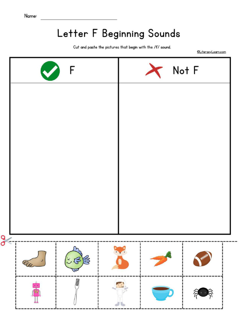 F-J Beginning Sounds Cut & Paste | PDF
