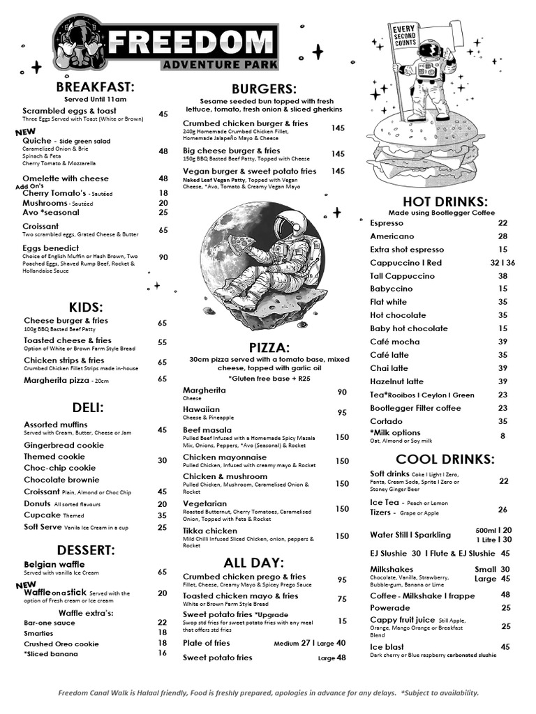 Canal Walk Menu Overview | PDF | Hamburgers | Pizza