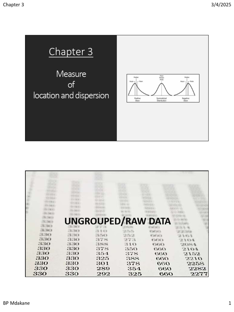 Chapter 3 -Measure of location and dispersion - Copy | PDF | Coefficient Of Variation ...