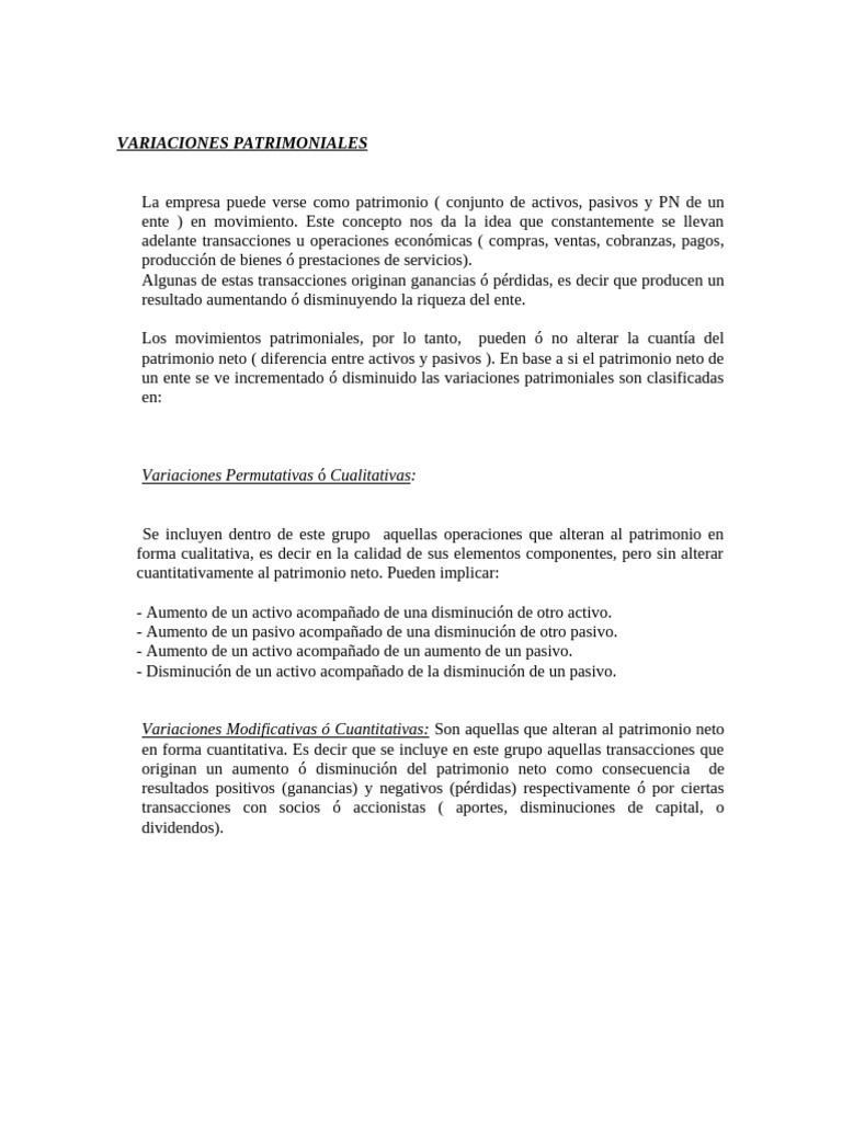 Variaciones Patrimoniales | PDF