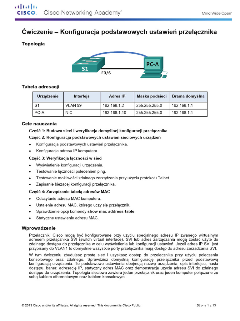 2.1.1.6 Lab - Configuring Basic Switch Settings | PDF