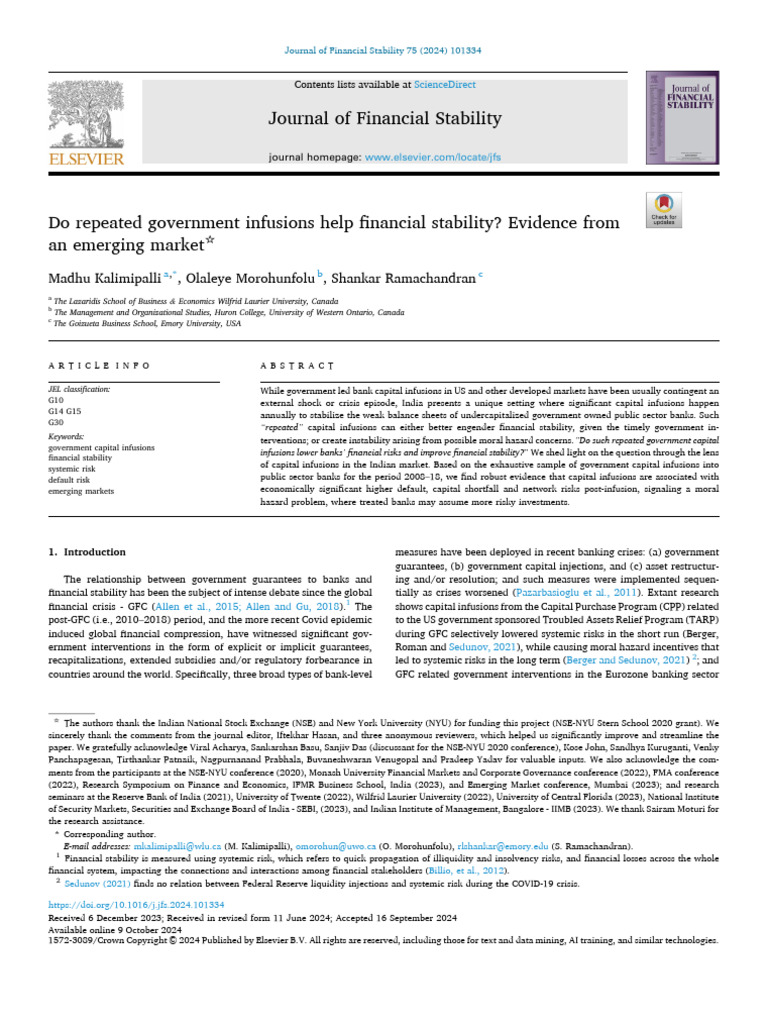 Ola - Capital Infusion | PDF | Banks | Systemic Risk