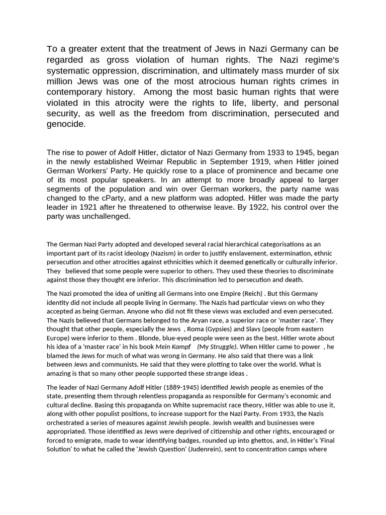 Nazi Germany's Human Rights Violations | PDF | Nazi Germany | Nazism
