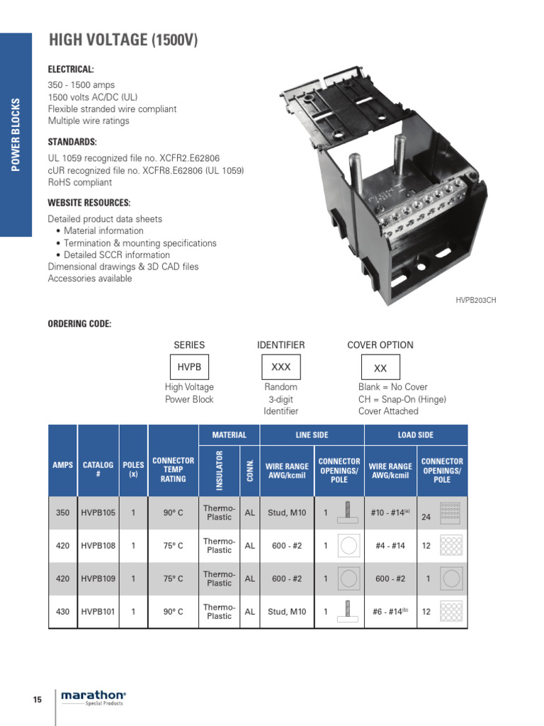 High Voltage Power Block Specifications | PDF | Electrical Connector ...