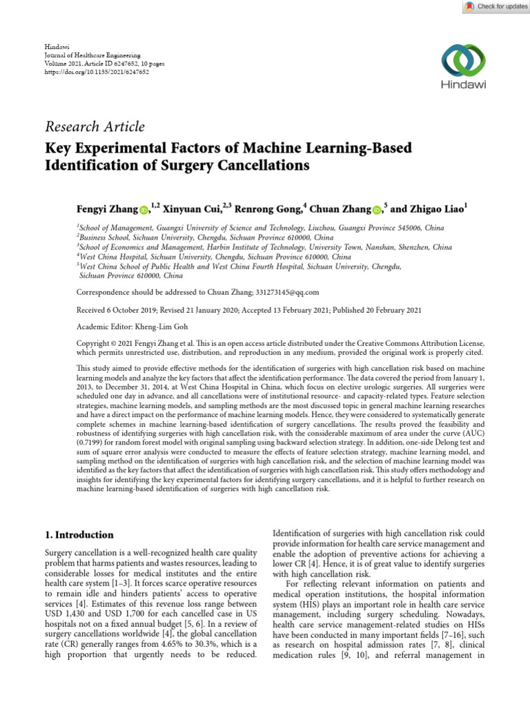Journal of Healthcare Engineering - 2021 - Zhang - Key Experimental Factors of Machine Learning ...