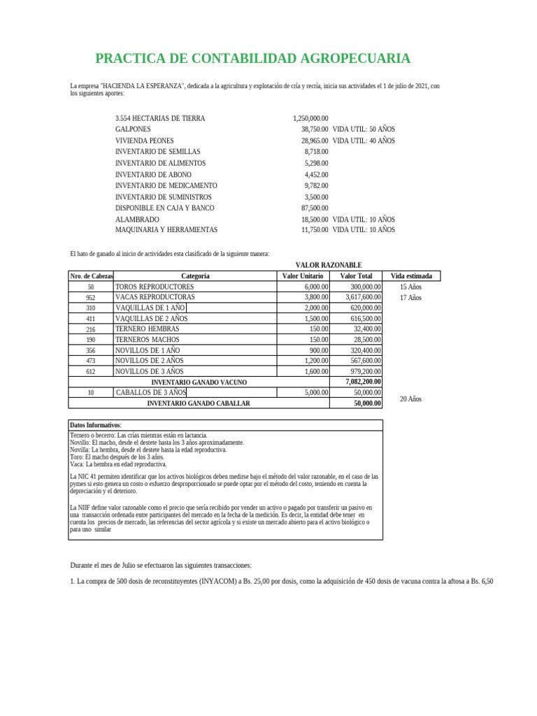 Corte III- Act. 1 - Practica-Contab. Agropec | PDF | Vacas | Ganado