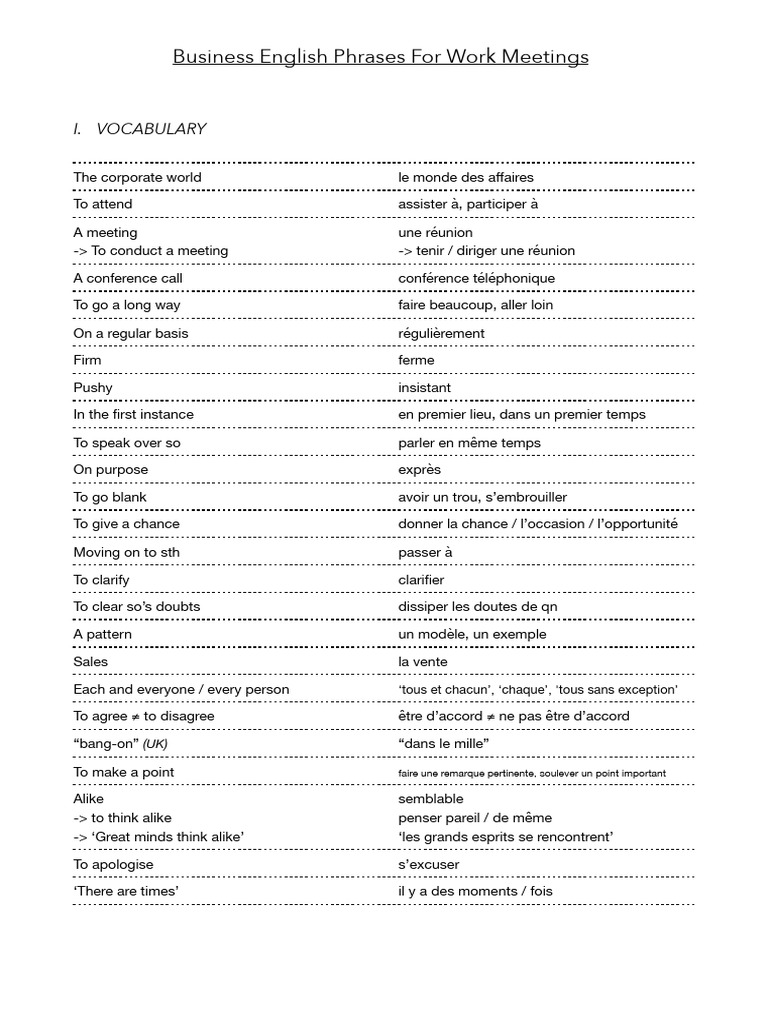 Essential Business Meeting Phrases | PDF