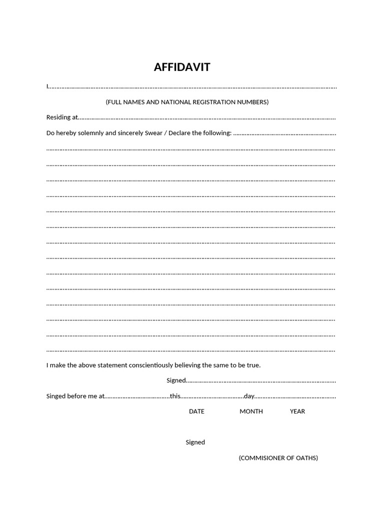 Affidavit Declaration Template | PDF