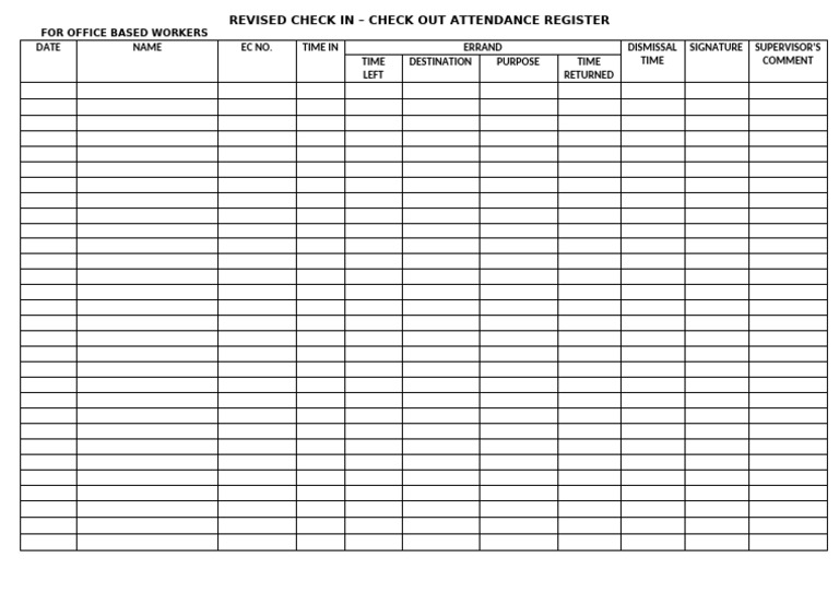 Check in Check Out | PDF