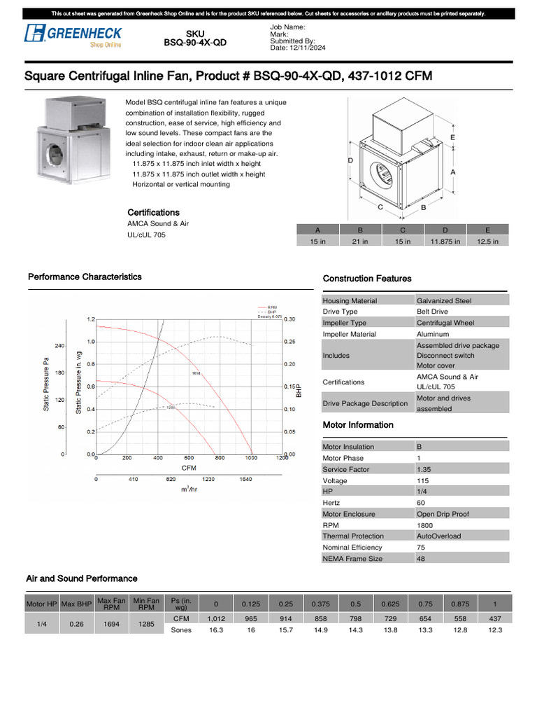 GreenheckShop ProductCutSheet BSQ-90-4X-QD 20241211081721 | PDF | Manufactured Goods ...