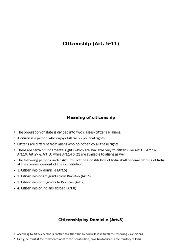 Understanding Indian Citizenship Laws | PDF | Naturalization | Citizenship