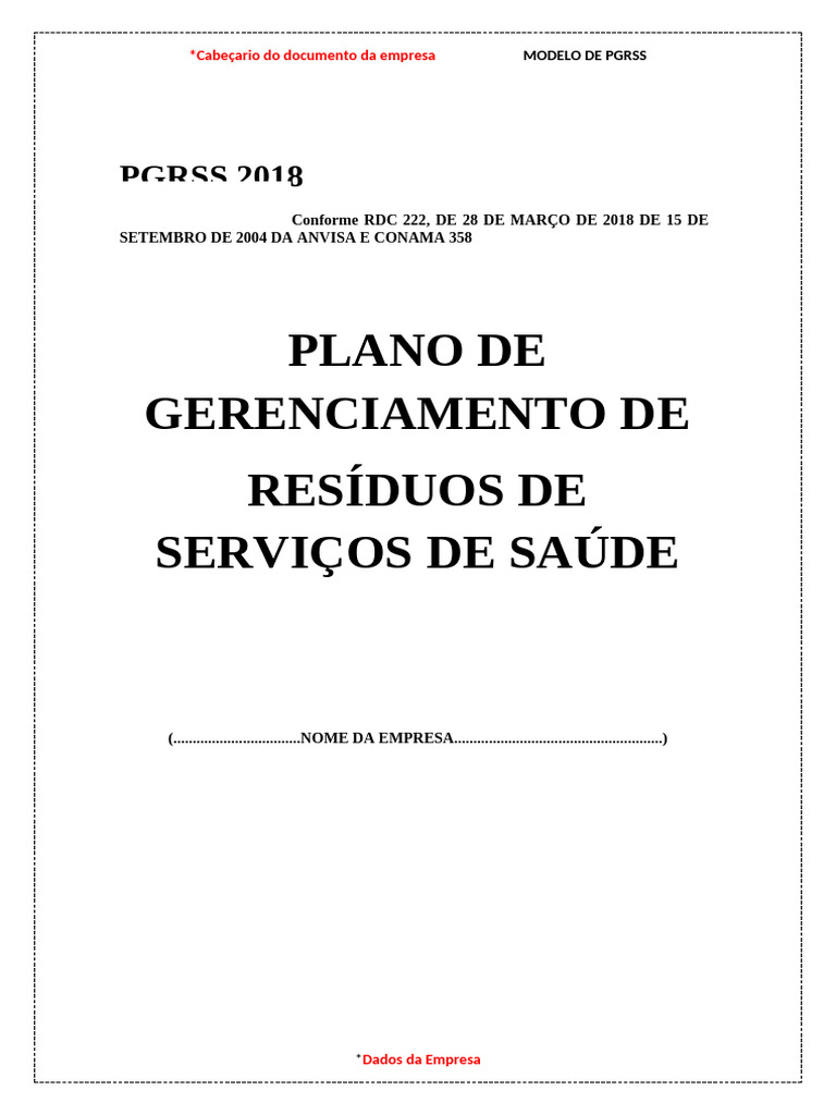 Modelo de PGRSS para Serviços de Saúde | PDF | Desperdício