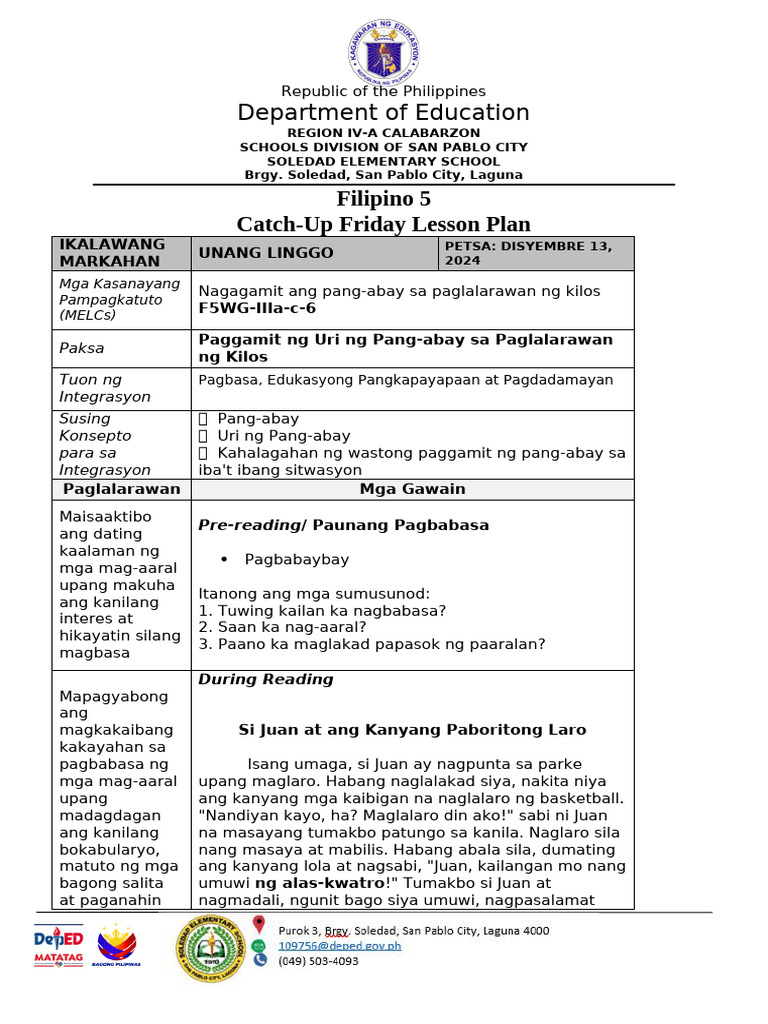FILIPINO 5-CUF-Q3-WEEK 1 | PDF