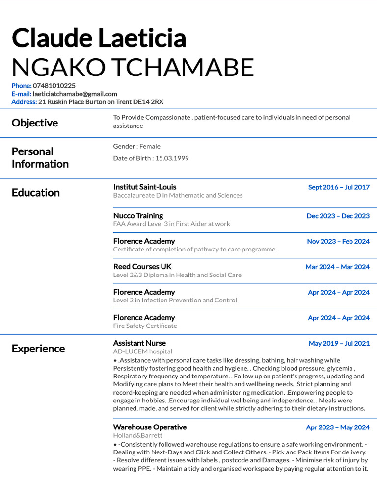 My Care CV | PDF | Health Care | Health Sciences