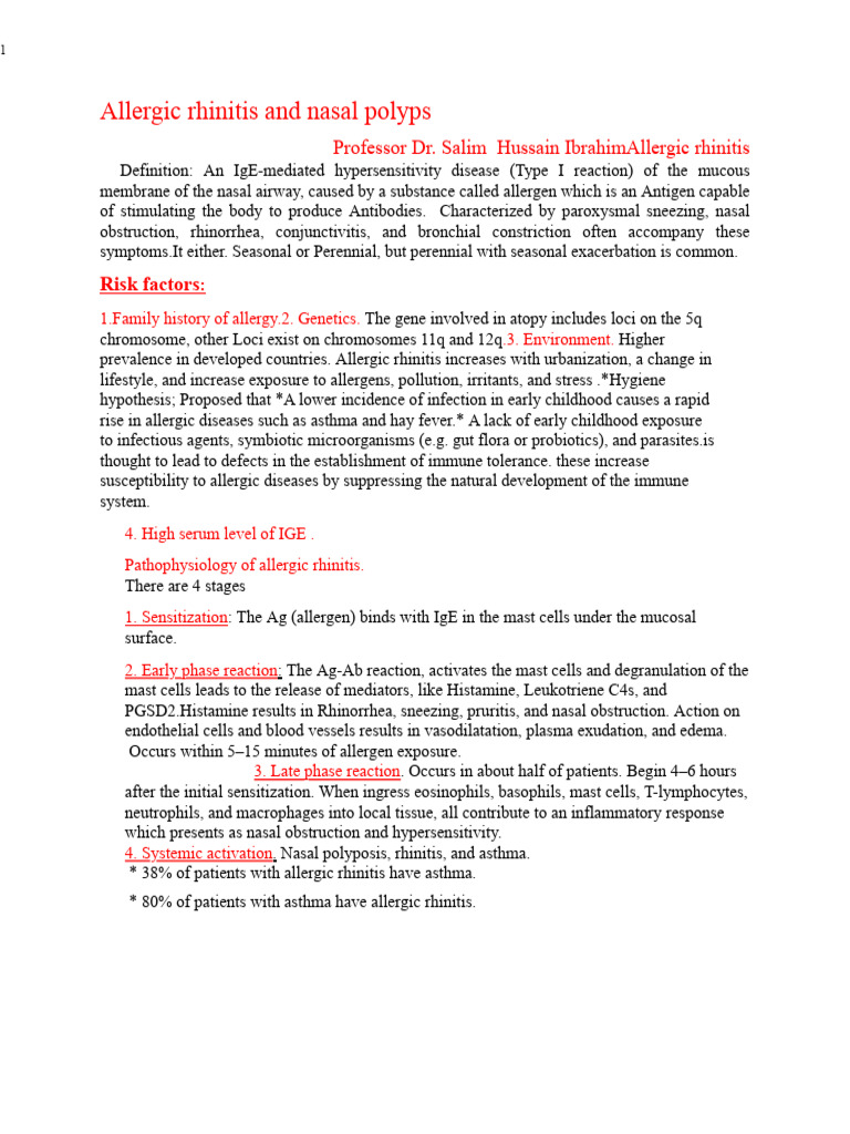 Allergic Rhinitis and Nasal Polyps | PDF | Allergy | Allergen