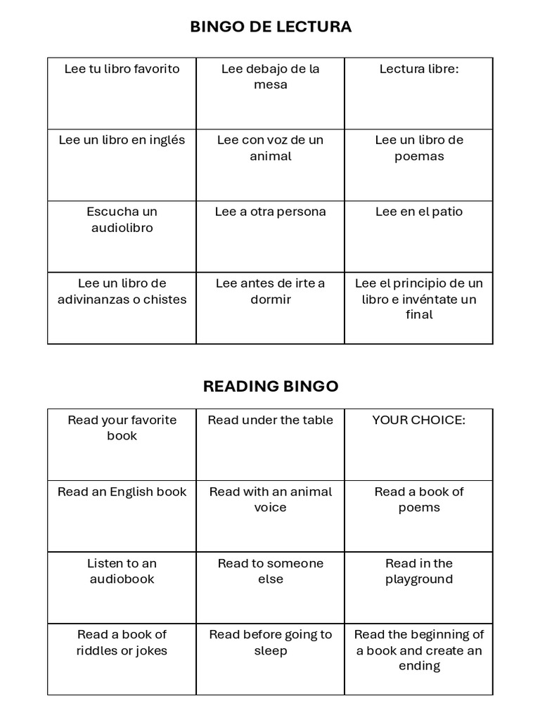 Bingo Lectura | PDF