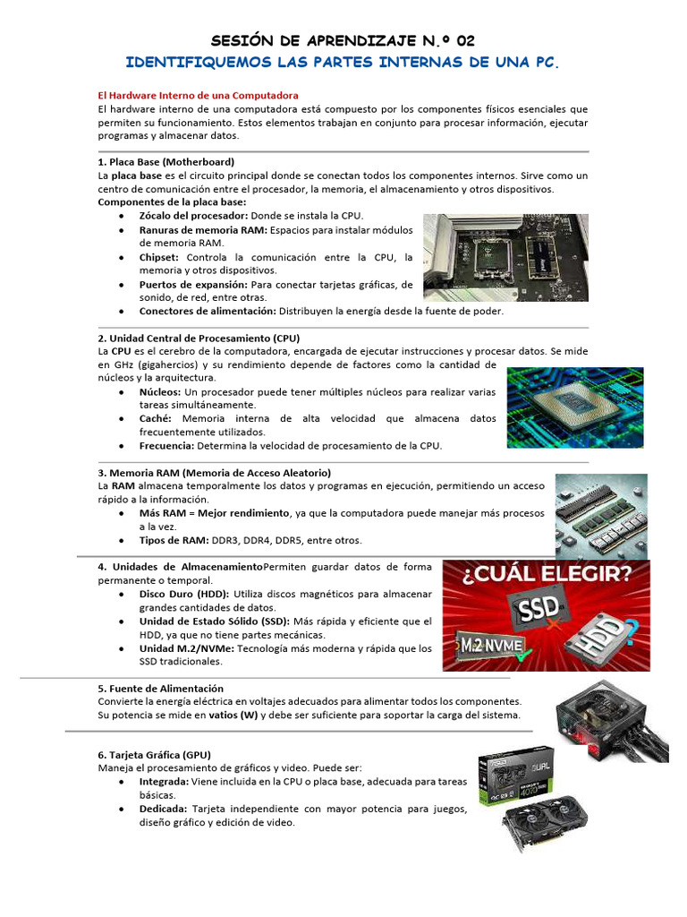 Hardware Interno de Una Computadora | PDF | Hardware de la computadora ...