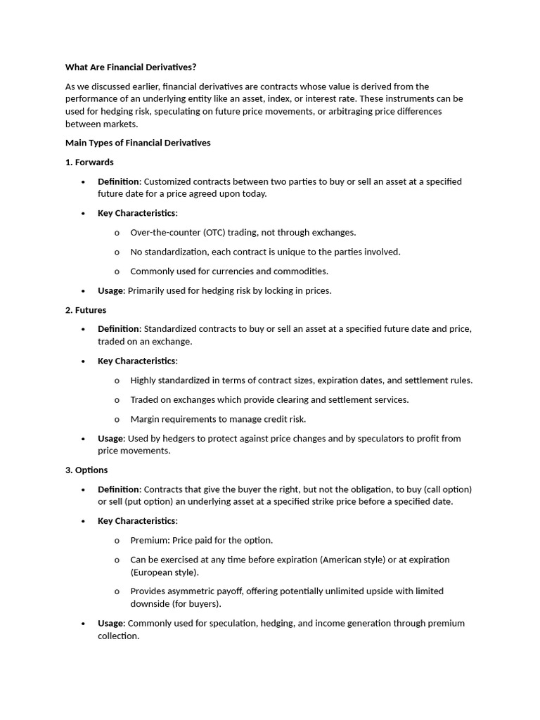 Understanding Financial Derivatives | PDF | Derivative (Finance ...