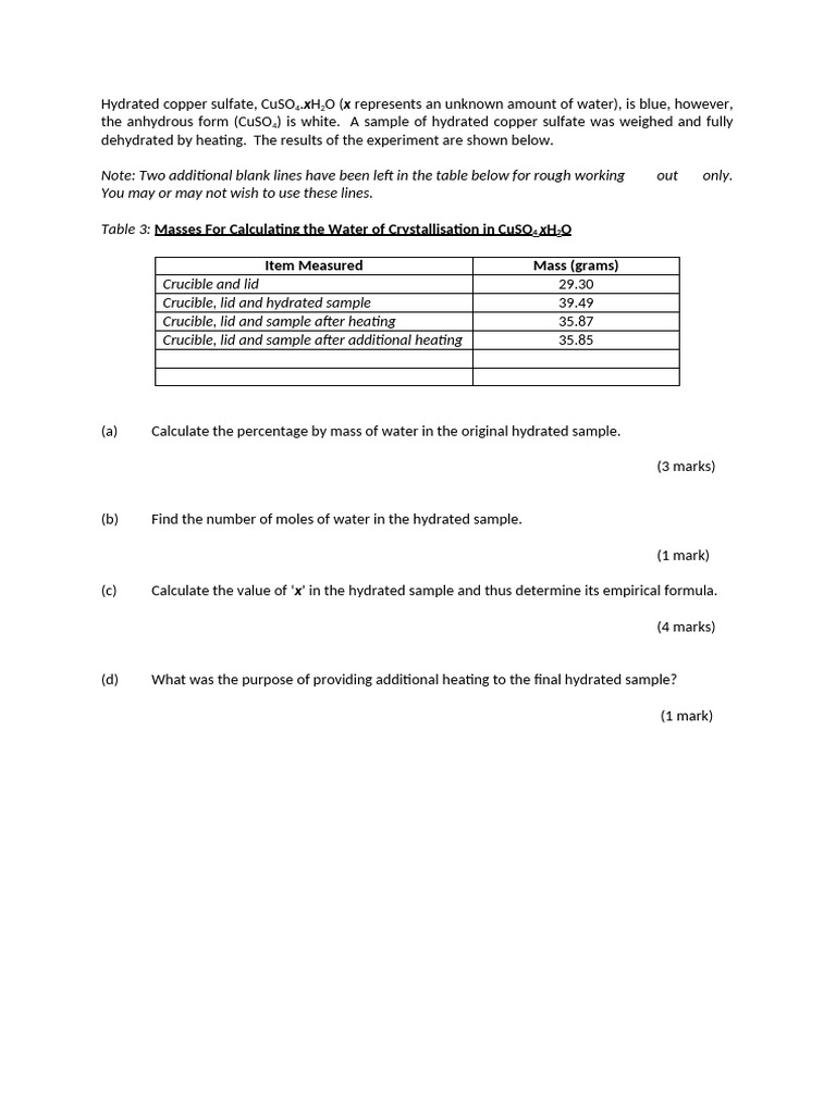 2.2.5 Hydrated Formula Practice | PDF | Physical Chemistry | Chemical ...
