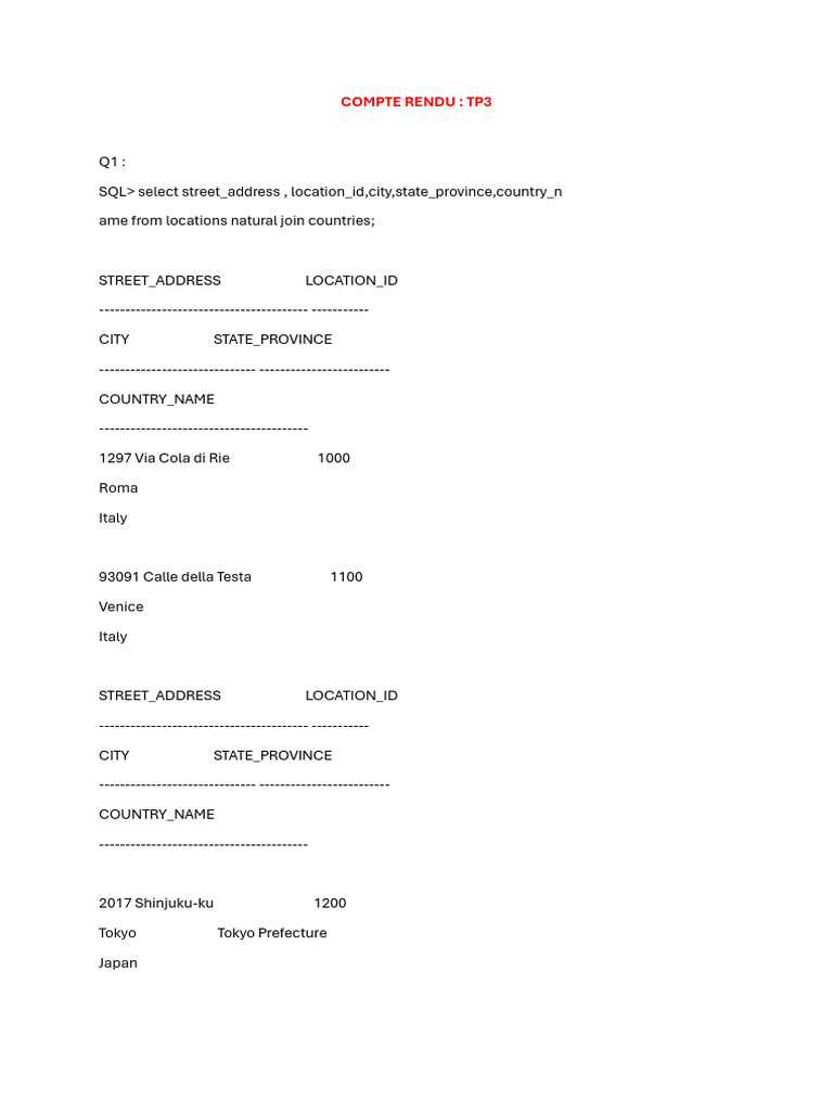 Compte Rendu TP Jointure | PDF