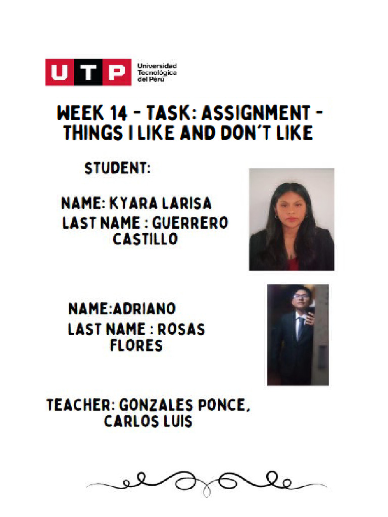 Week 14 - Task Assignment - Things I like and don't like | PDF
