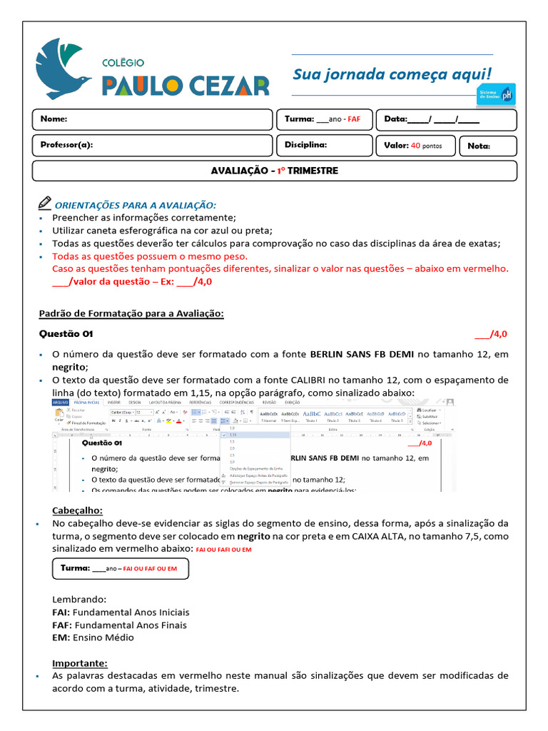 Orientações para Avaliação Escolar | PDF