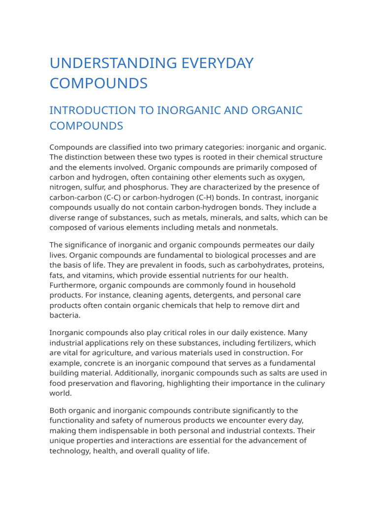 Understanding Everyday Compounds | PDF | Vitamin C | Glucose