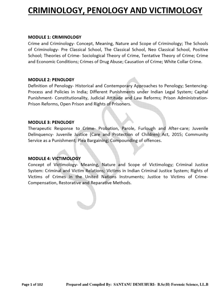 Criminology, Penology, and Victimology Guide | PDF | Crimes | Crime ...