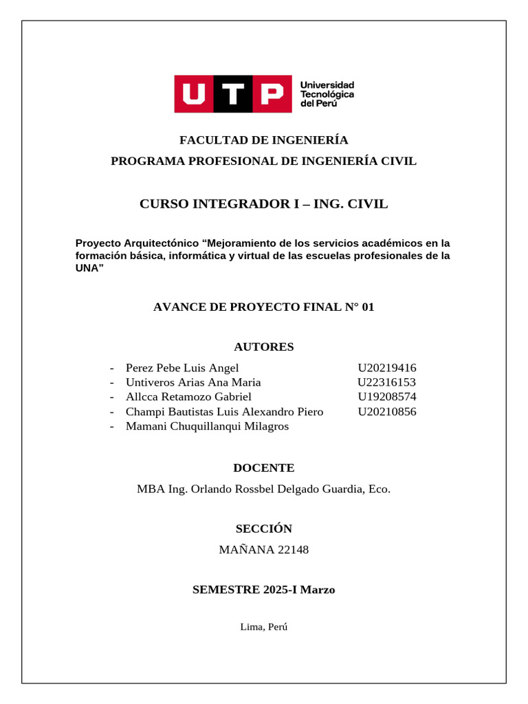 Avance de Proyecto Final-2 | PDF | Diseño | Presupuesto
