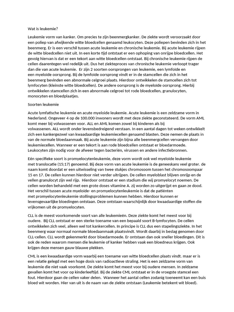Wat Is Leukemie Brieftje Presentatie | PDF