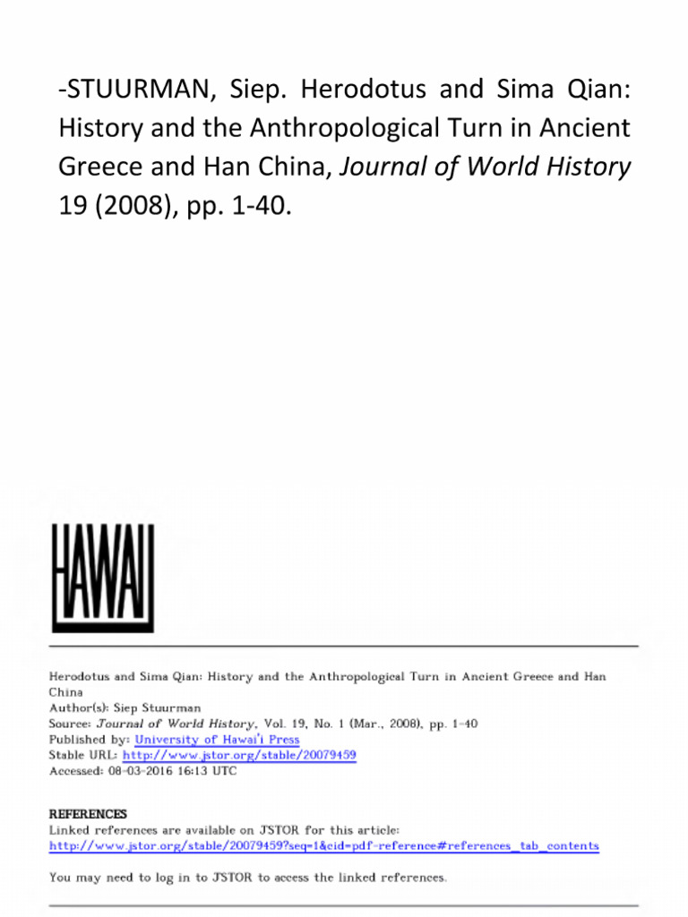 STUURMAN, Siep. (2008) Herodotus and Sima Qian | PDF