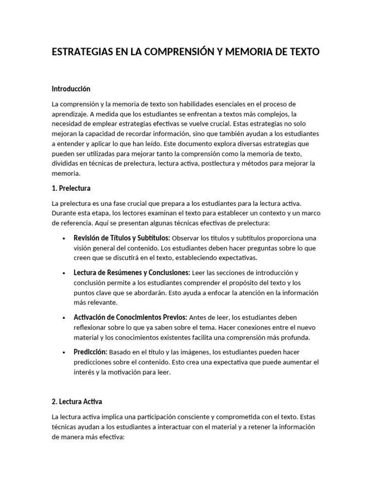 Estrategias en La Comprensión y Memoria de Texto. 111 | PDF | Memoria ...