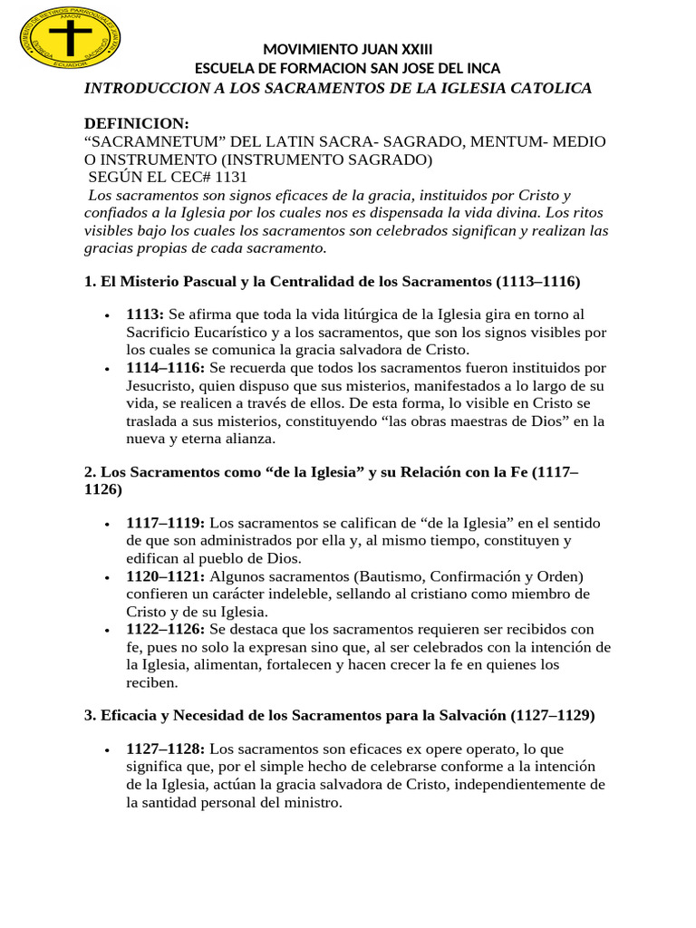 Los Sacramentos de La Iglesia Catolica Actualizada | PDF | Sacramentos ...