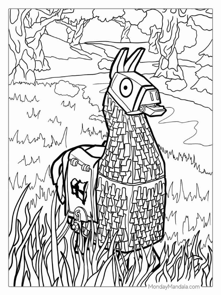 Fortnite Supply Llama Coloring Sheet For Kids | PDF