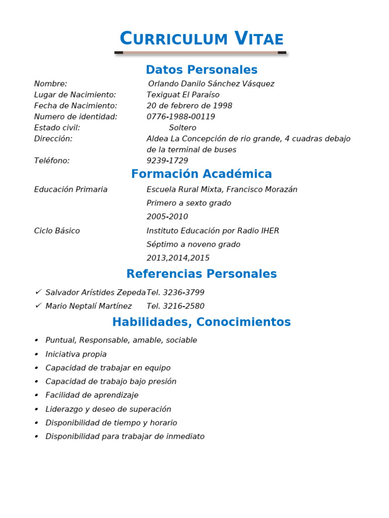 Orlando Danilo Sánchez Vasquez | PDF