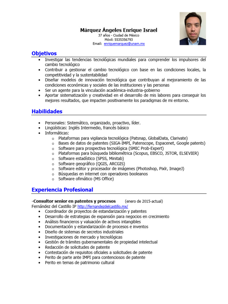 CV- EI Márquez | PDF | Software | Patentar