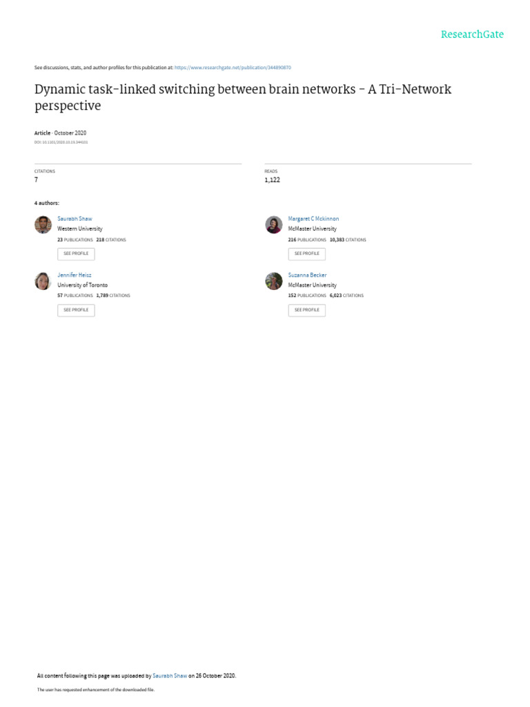FMRI Analysis of Tri Network Model Submitted | PDF | Cingulate Cortex | Frontal Lobe