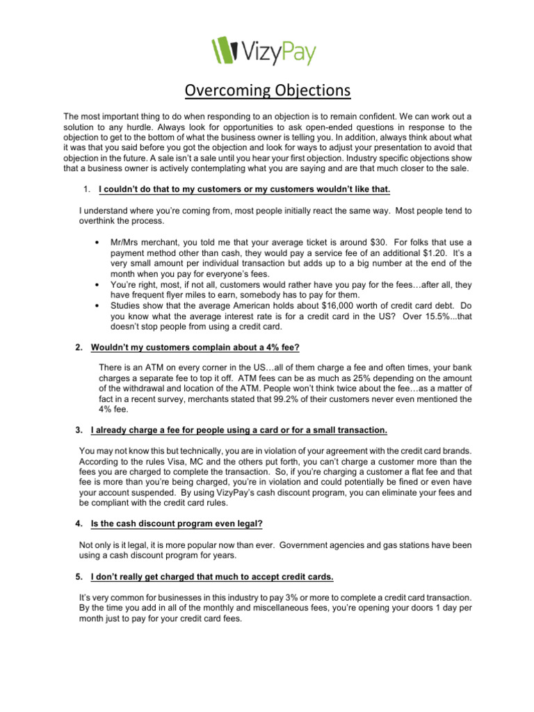 Mastering Sales Objections Strategies | PDF | Credit Card | Fee