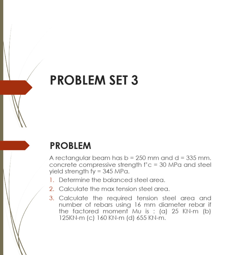 PROBLEM SET 3 - Analysis of Singly-Reinforced Beams | PDF
