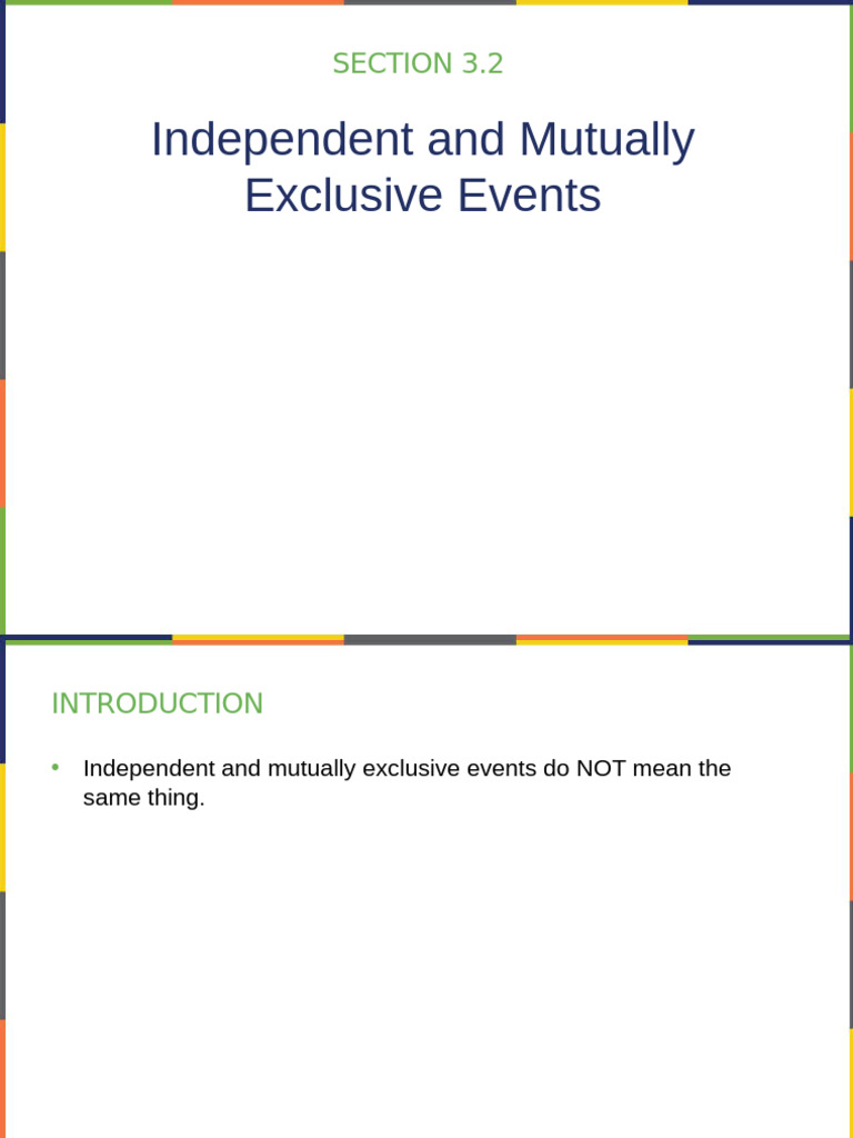 Independent and Mutually Exclusive Events (Ch3Sec2) | PDF | Playing ...