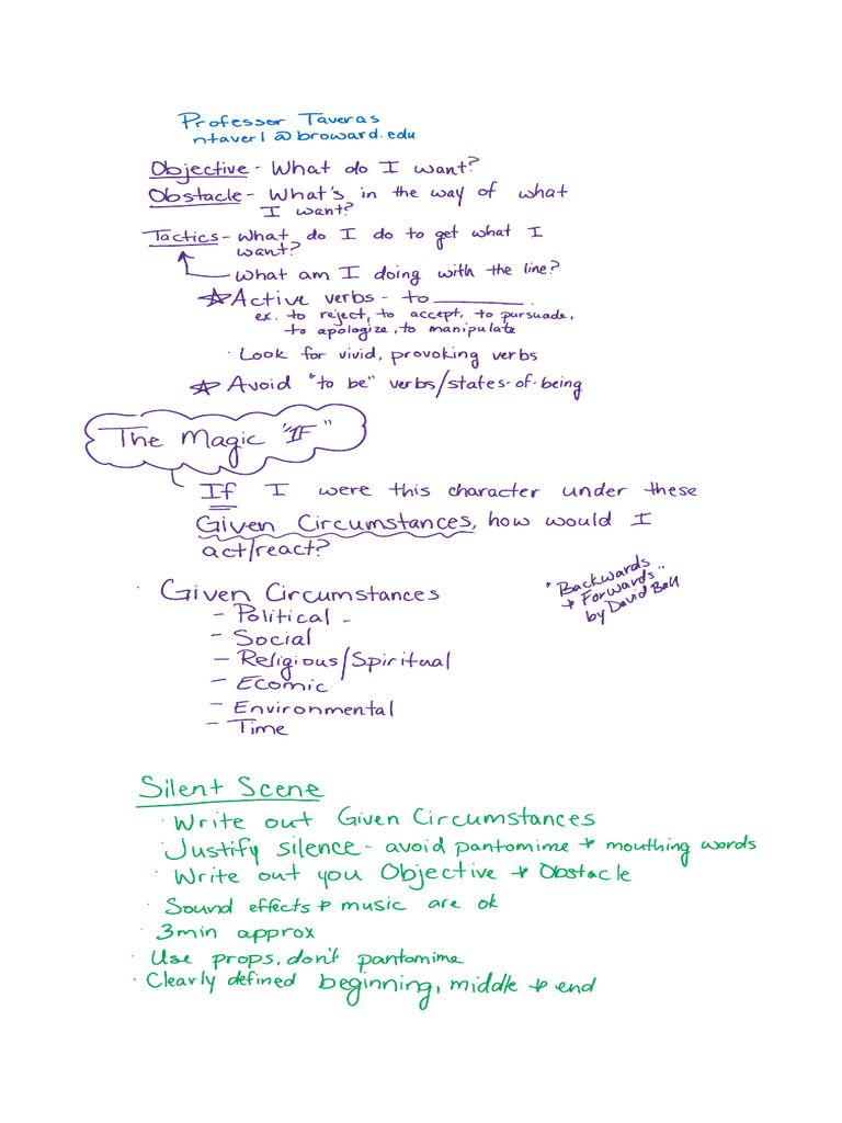 Acting Notes Jan 16 | PDF