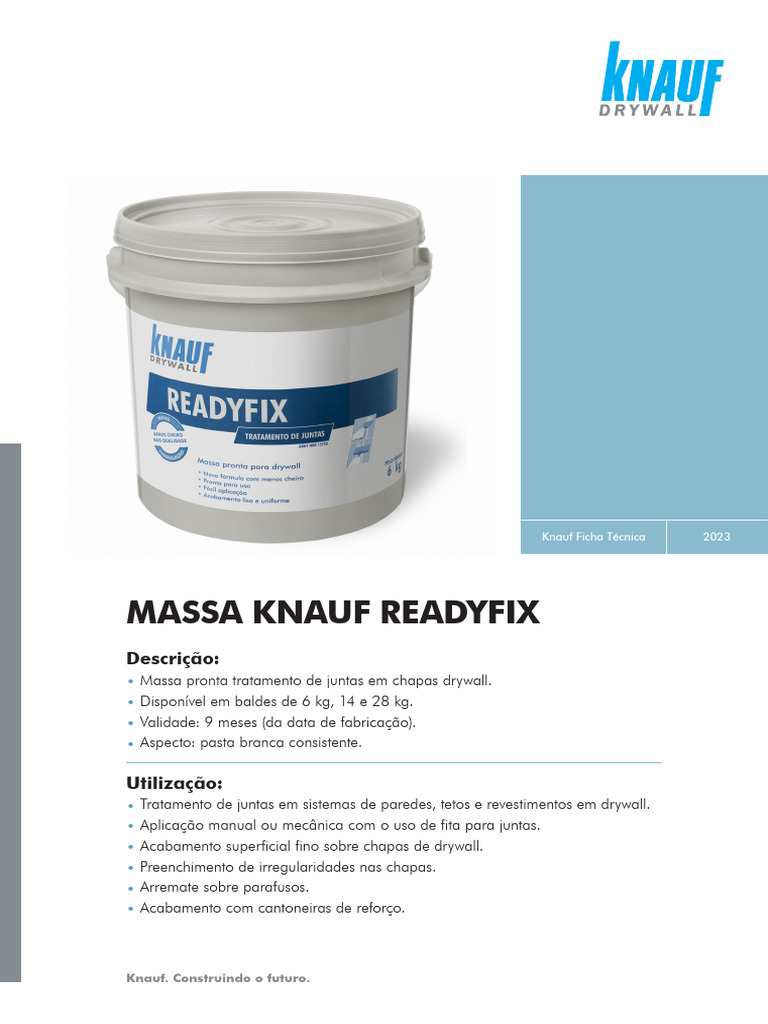 Ficha Técnica Knauf Drywall Readyfix | PDF